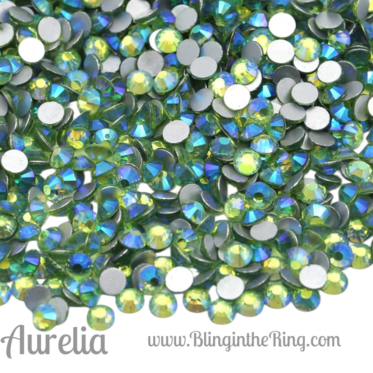 Flat back Crystal Peridot Shimmer AB – Aurelia Crystals | Bling in the Ring